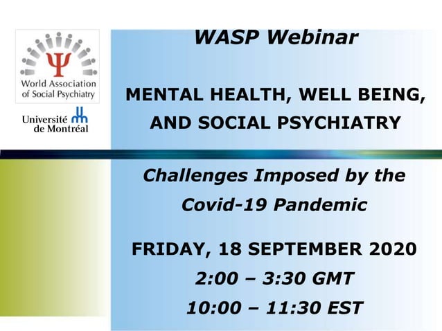 WASP Webinar - Mental Health and Well Being | PPT