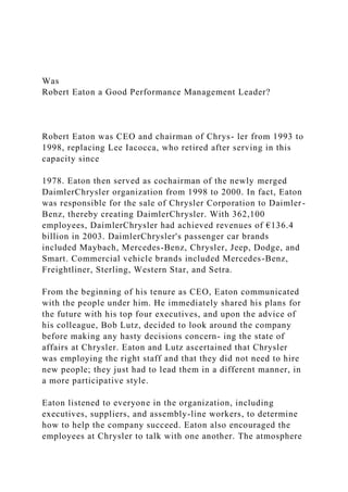 Was Robert Eaton a Good Performance Management Leader .docx