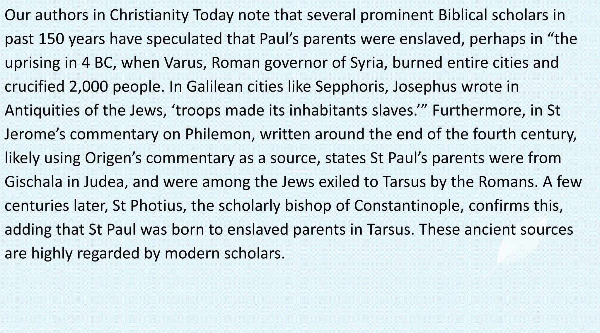 Was St Paul a Former Slave? Were His Parents Enslaved by the Romans? | PDF