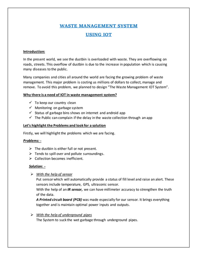 Waste Management Using IOT | PDF