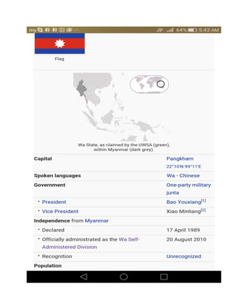 WA STATE(MYANMAR) MINERAL DEPOSIT AND EXPRESS WAY R3W (KUNMING-WA STATE ...
