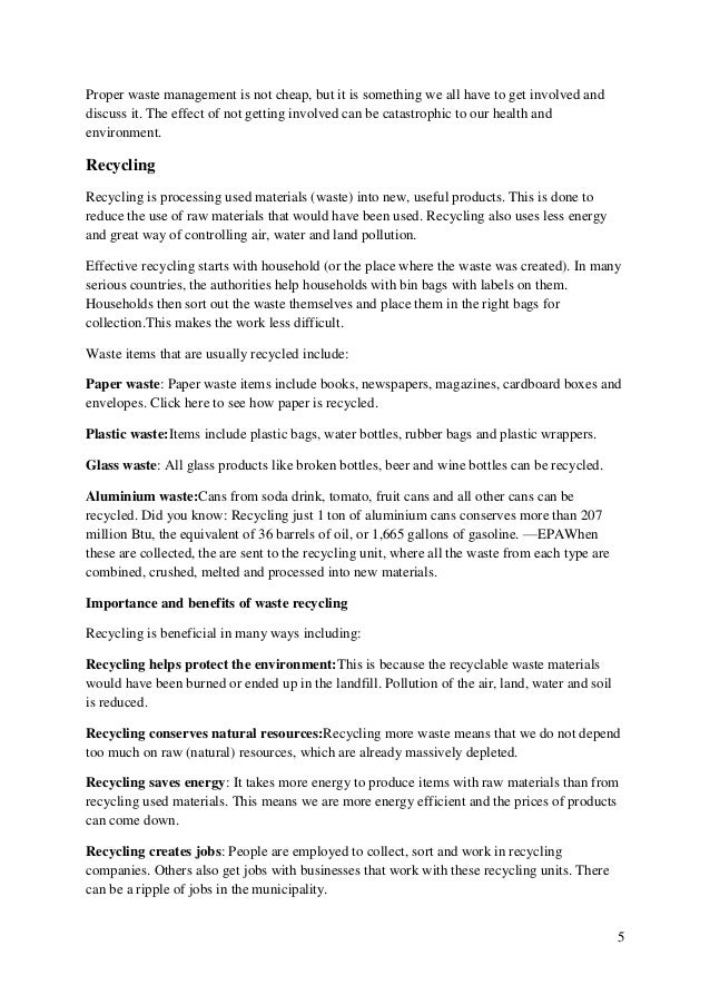 Waste and its disposal