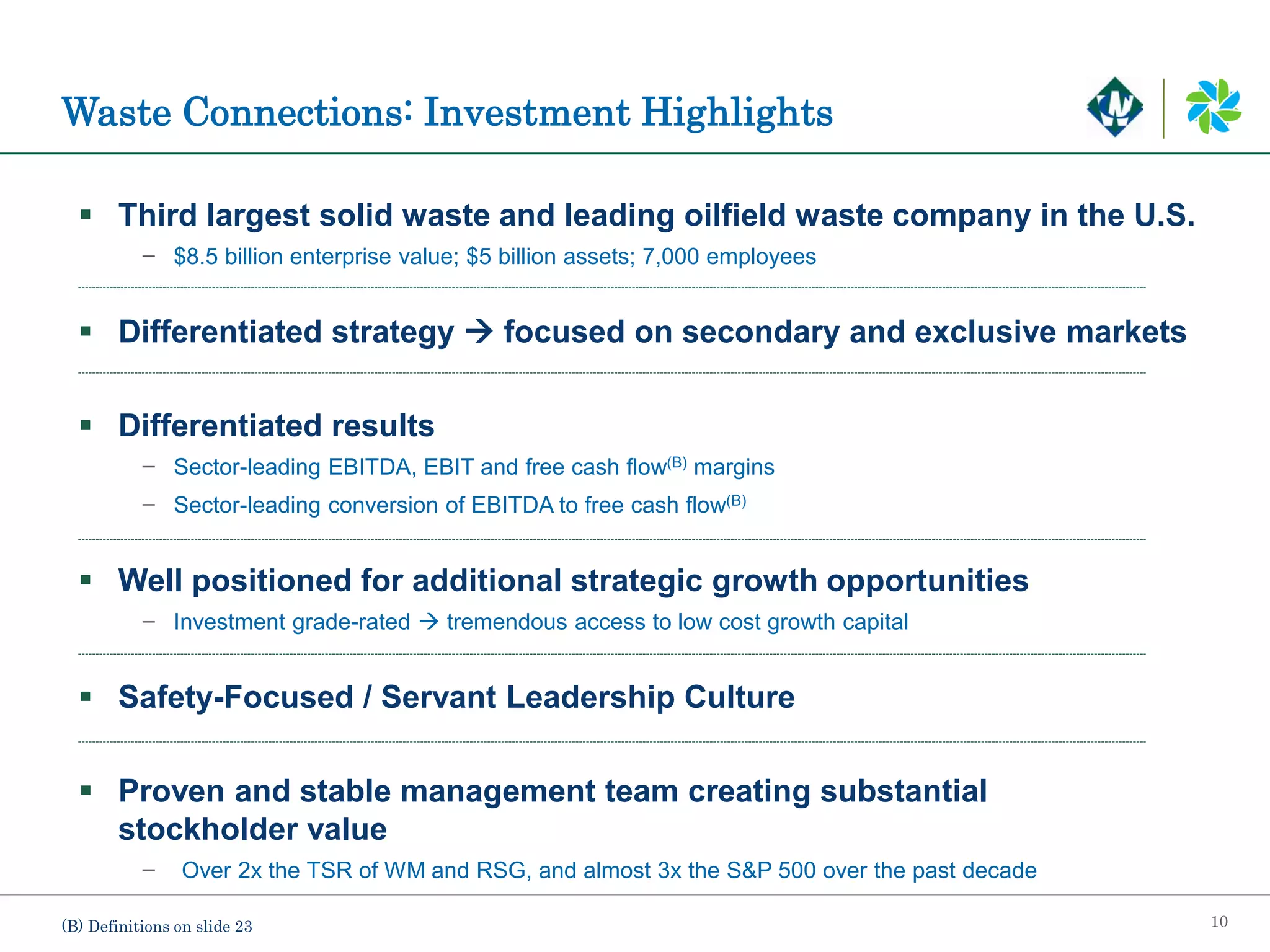 Waste Connections and Progressive Waste Solutions Conference Call | PPT