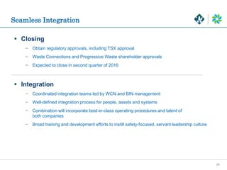 Waste Connections and Progressive Waste Solutions Conference Call | PPT