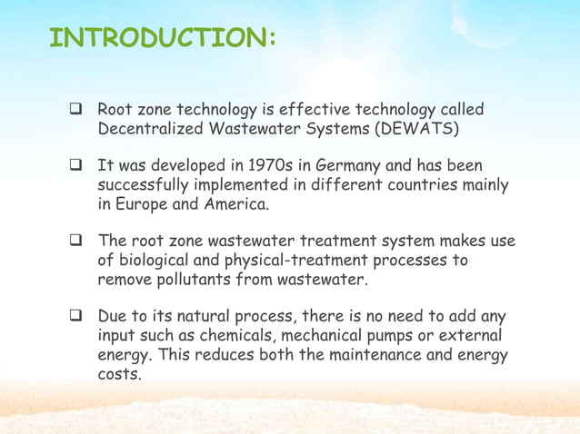 reed bed-root zone technology (wastewater treatment by using root zone technology) | PPTX ...