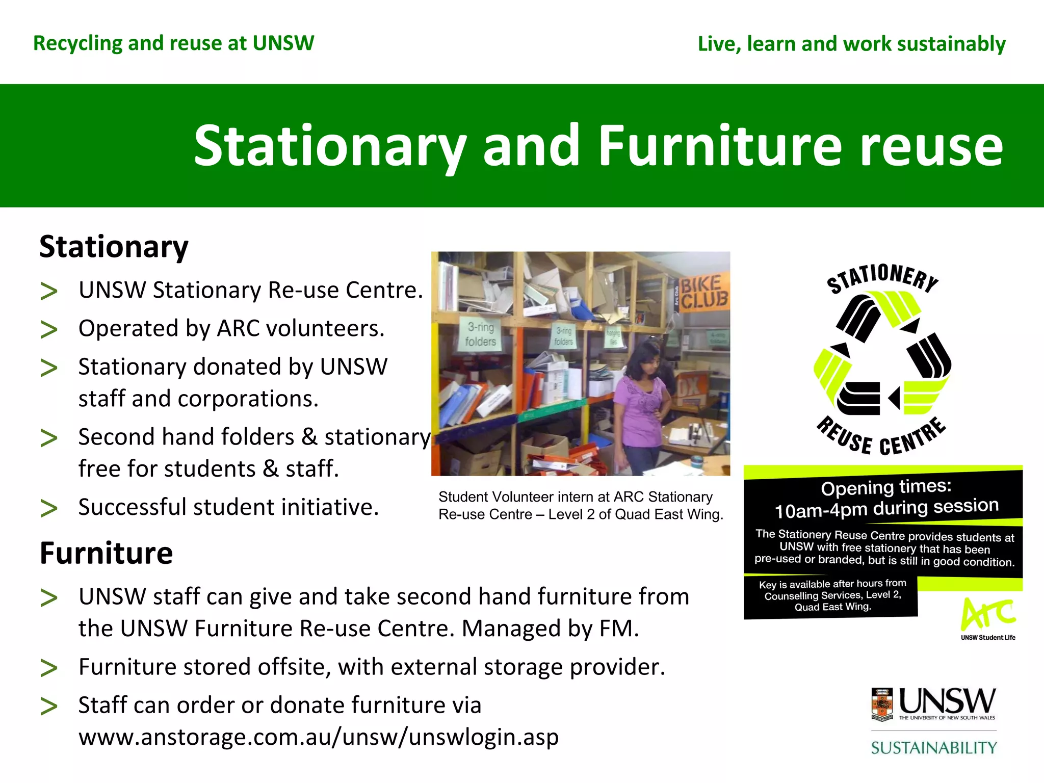 Waste, Recycling and Reuse at UNSW | PPT