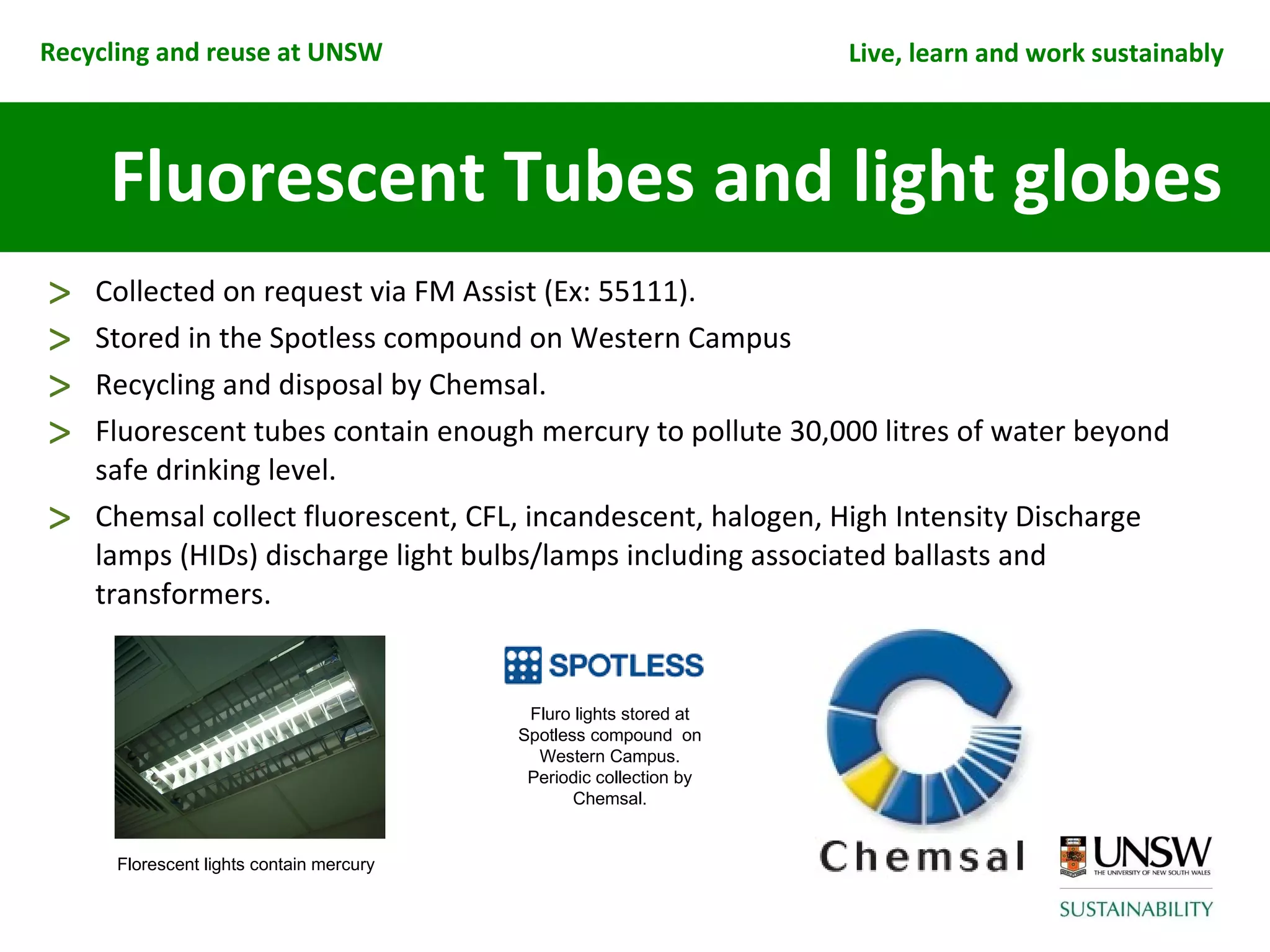 Waste, Recycling and Reuse at UNSW | PPT