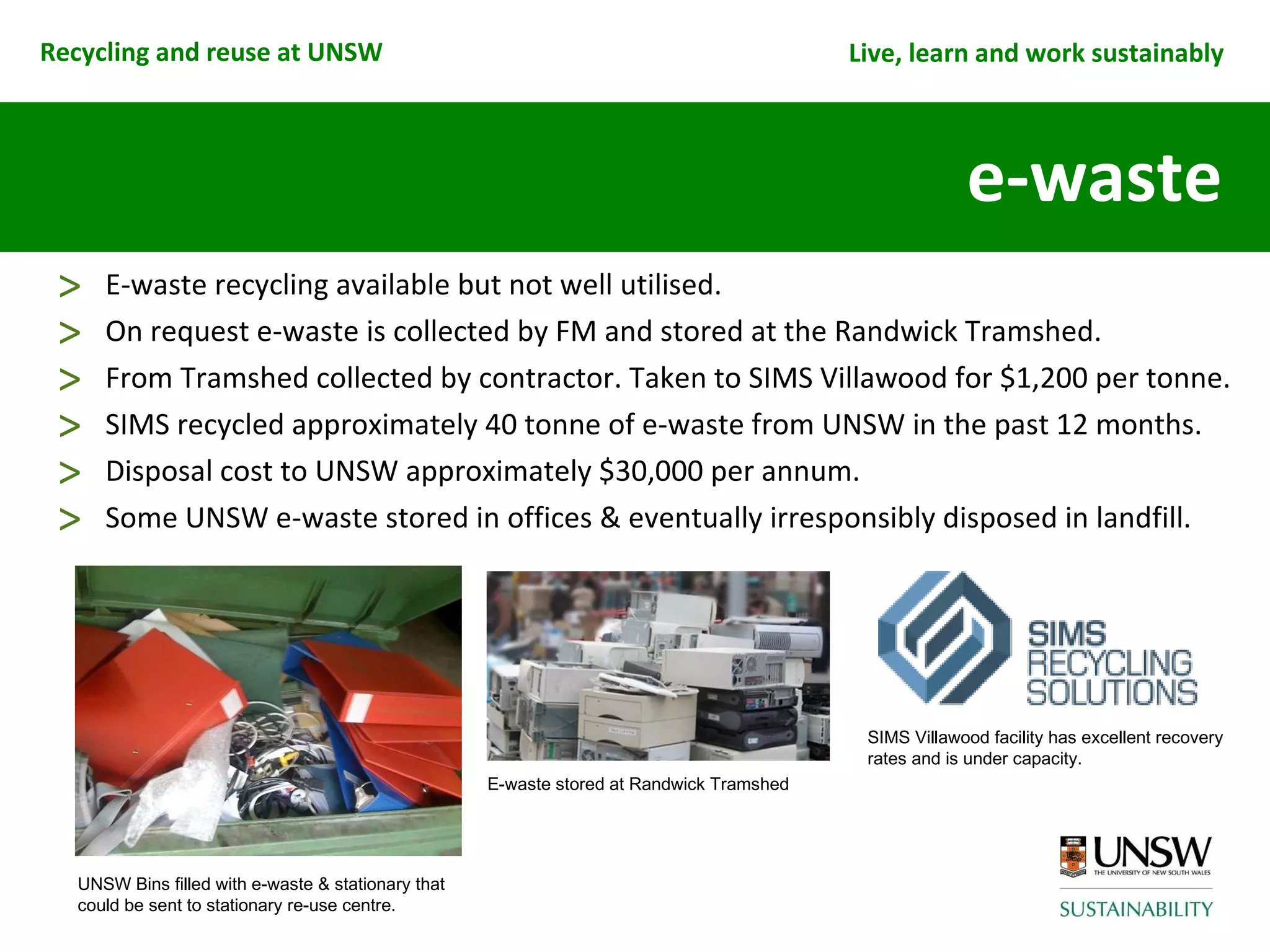 Waste, Recycling and Reuse at UNSW | PPT