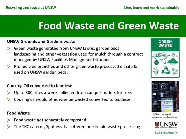 Waste, Recycling and Reuse at UNSW | PPT