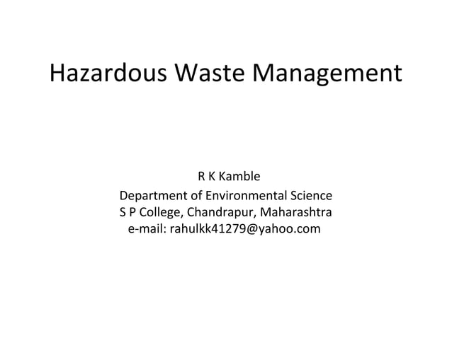 Hazardous waste management | PPT