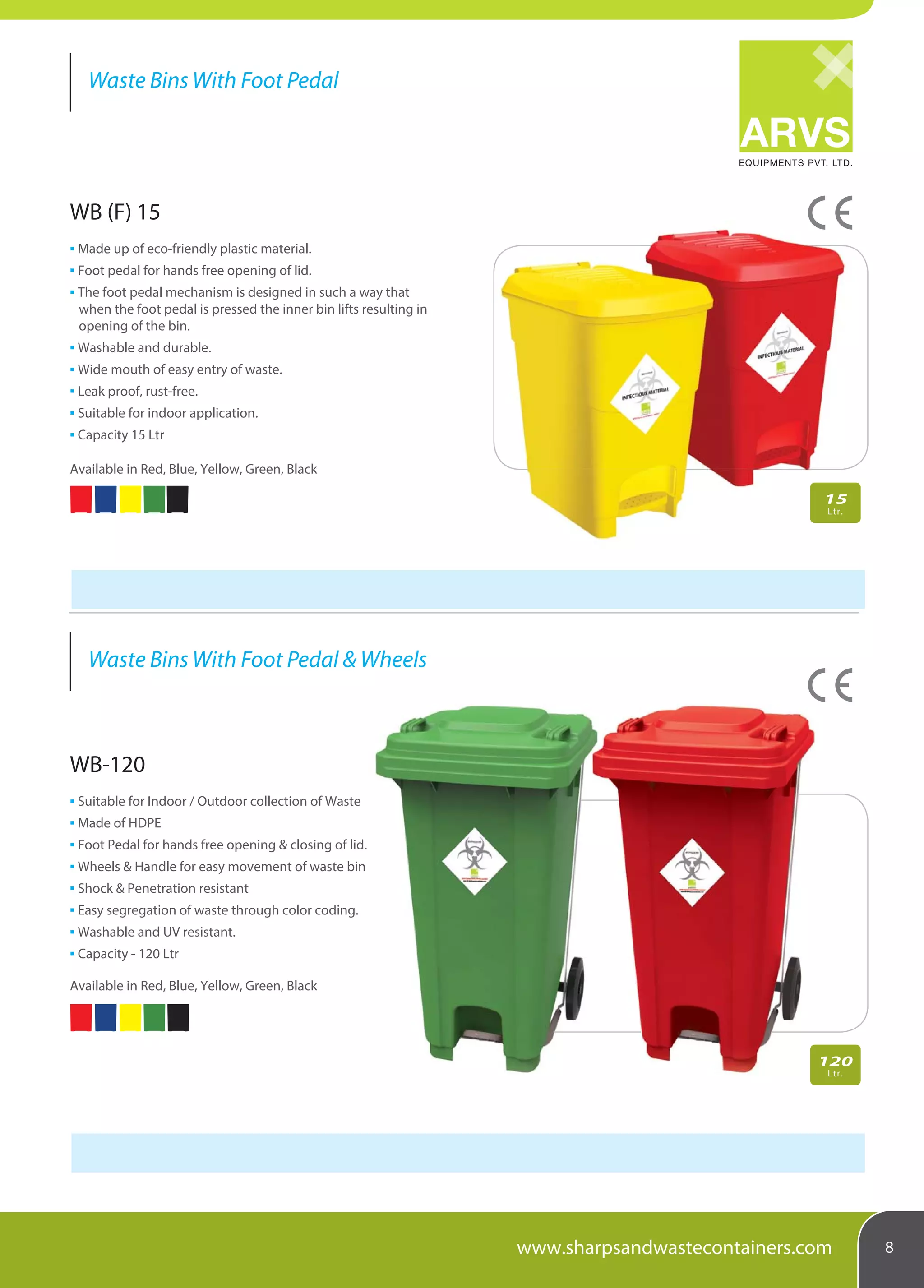 Waste bin with foot pedal and wheels | PDF