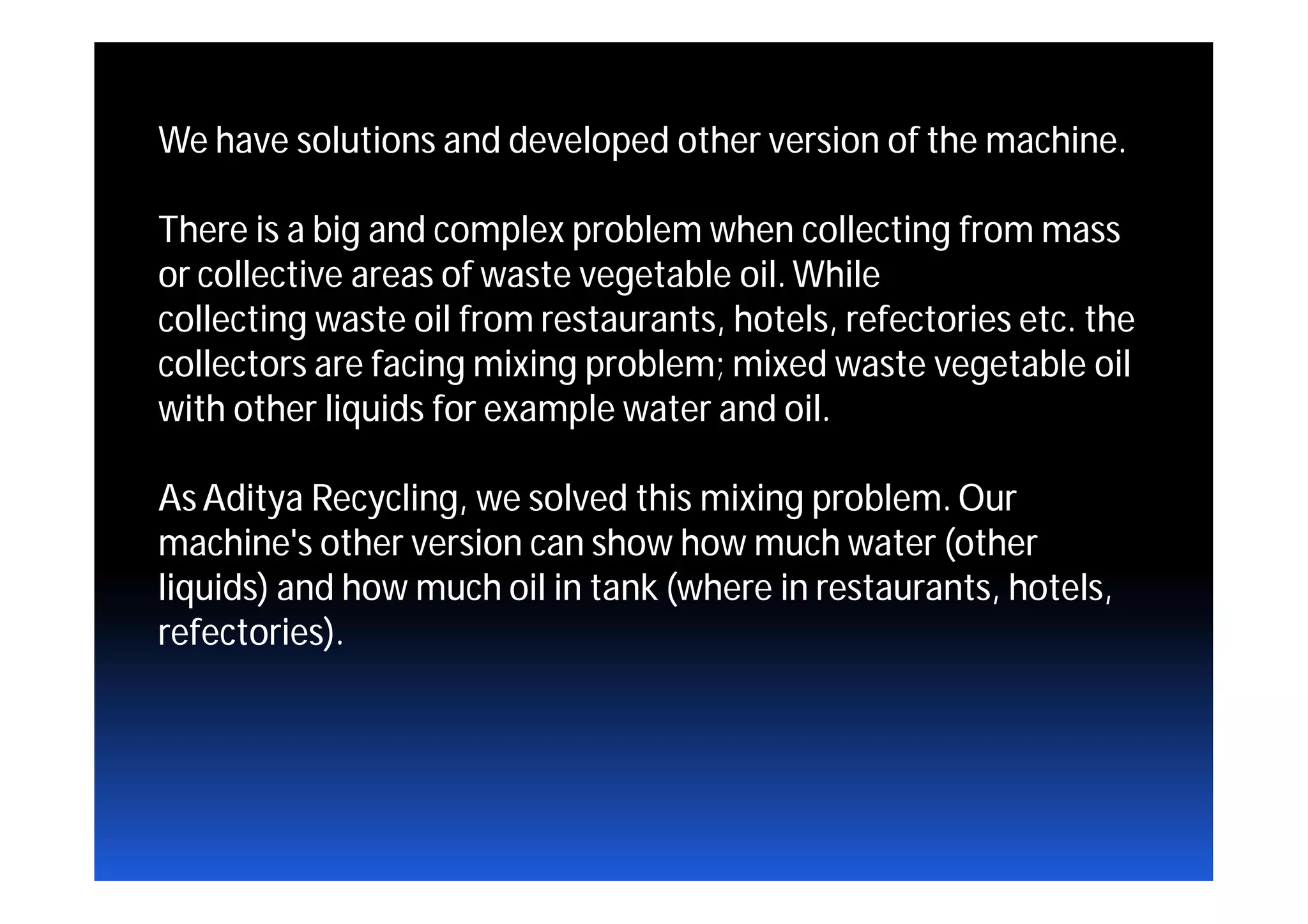 Waste cooking oil recycling machine | PDF