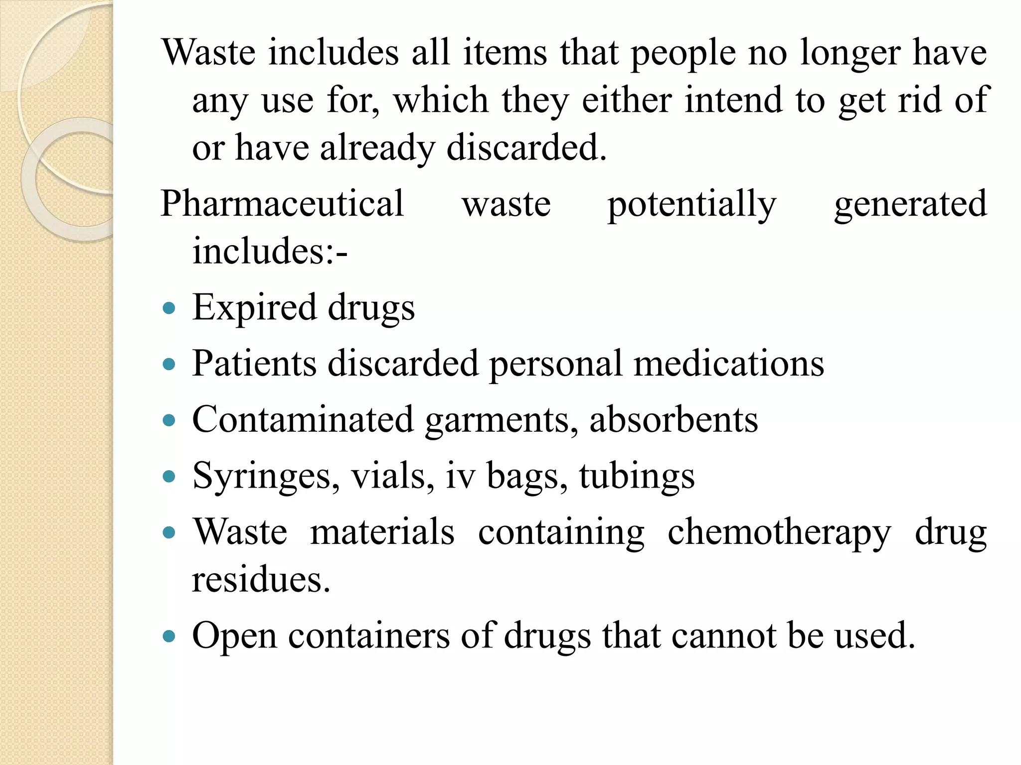 PHARMACEUTICAL WASTE DISPOSAL | PPTX