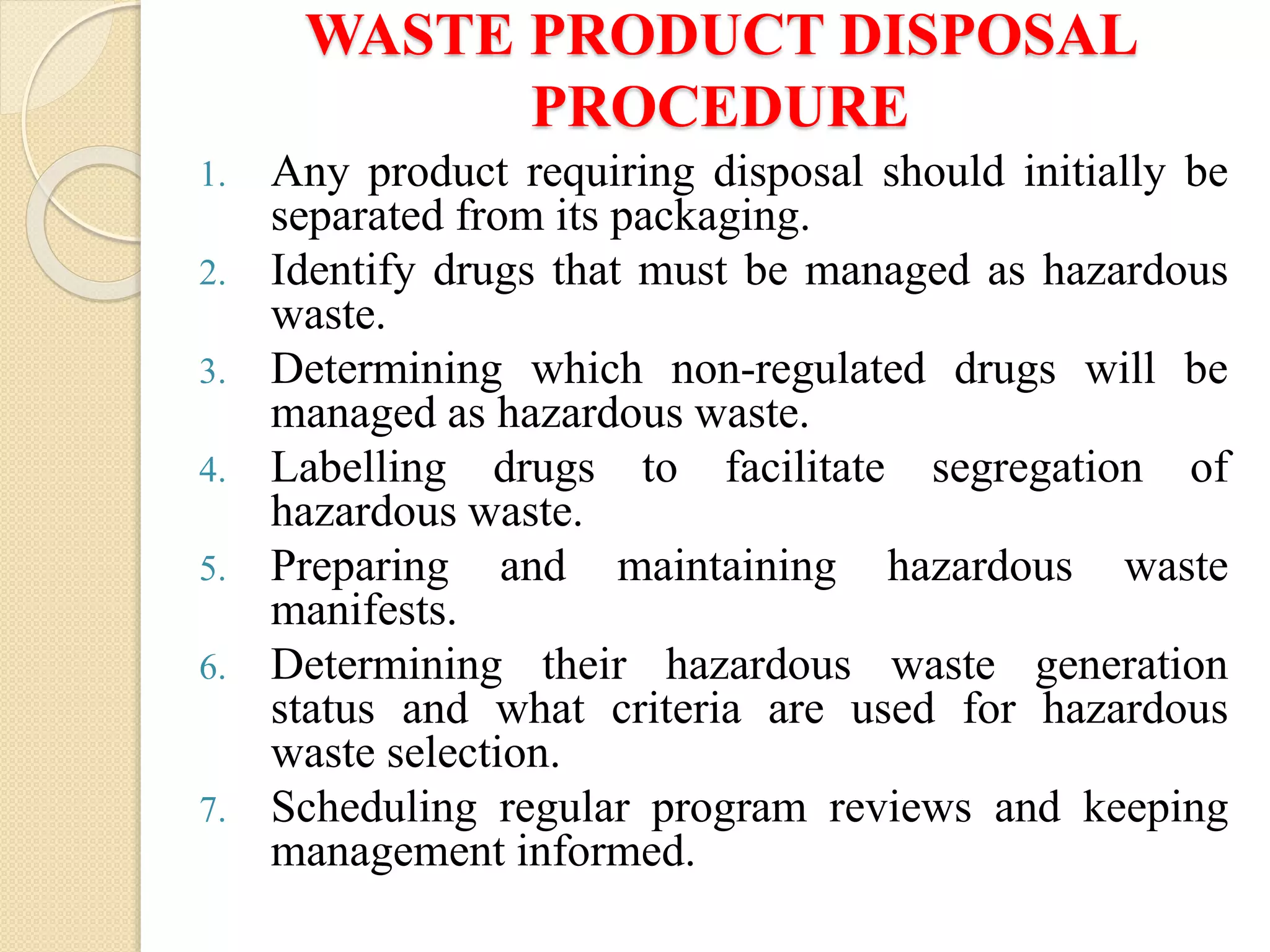 PHARMACEUTICAL WASTE DISPOSAL | PPTX