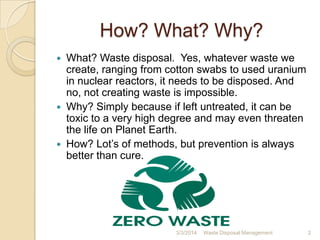 Waste Disposal Management - Basics | PPTX