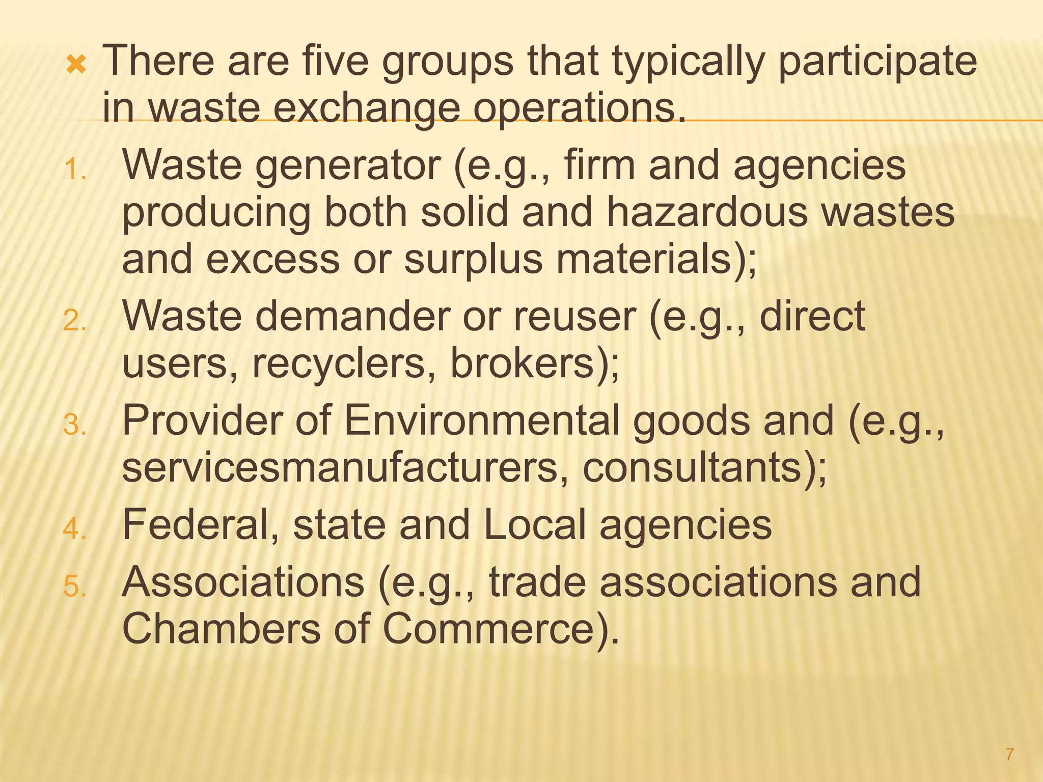 Waste exchange for pre - consumer recicling | PPTX