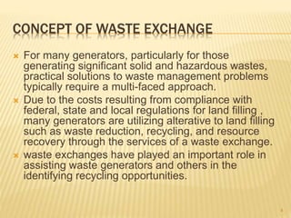 Waste exchange for pre - consumer recicling | PPTX
