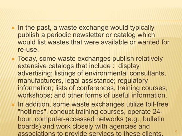 Waste exchange for pre - consumer recicling | PPTX