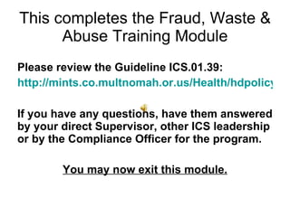 Waste, Fraud & Abuse Training | PPT