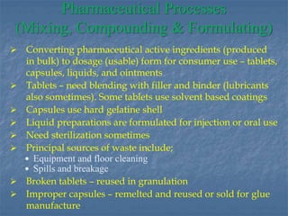 Waste generation in pharmaceutical manufacturing industry | PPTX