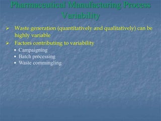 Waste generation in pharmaceutical manufacturing industry | PPTX