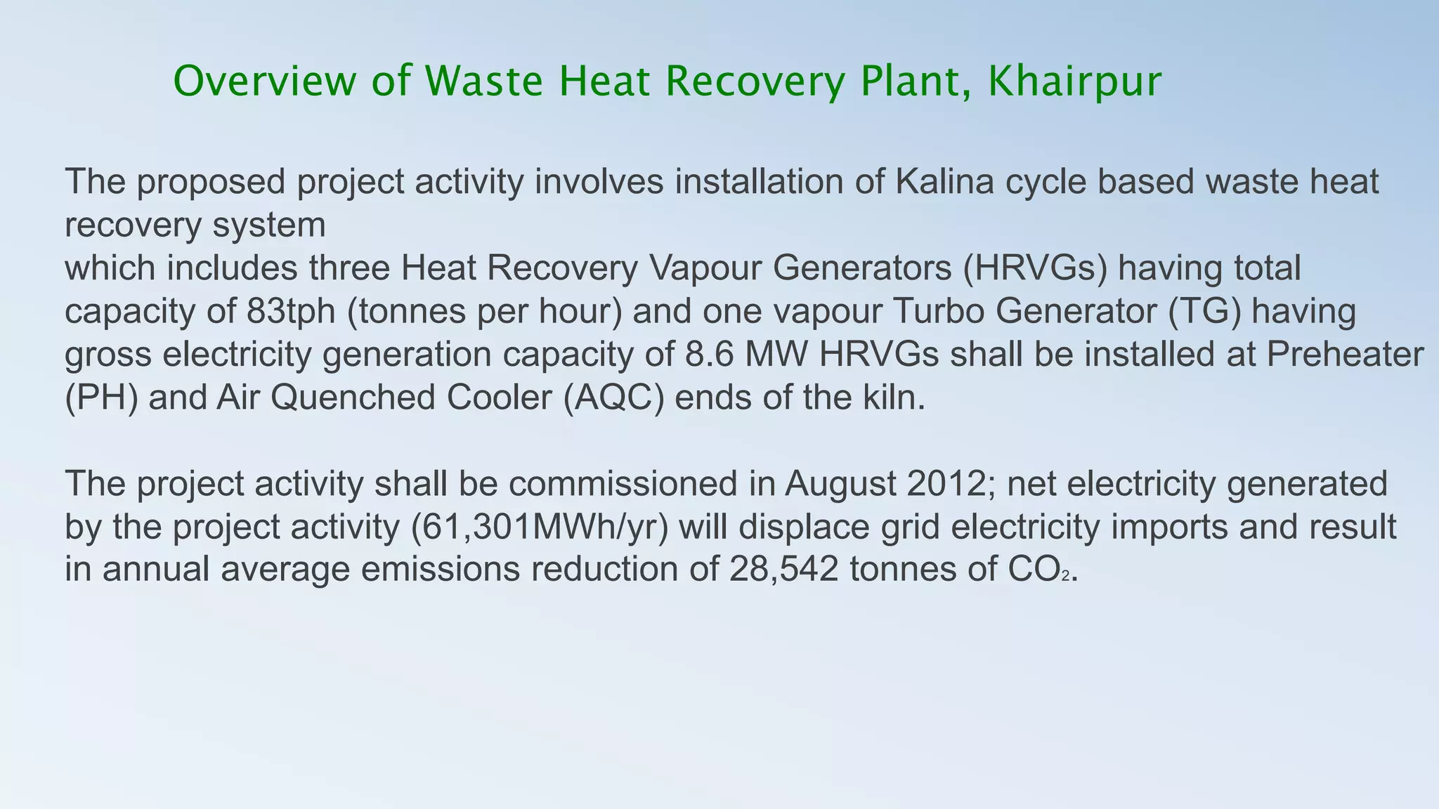 Waste Heat Recovery Power Plant - WHRPP Kalina Based Cycle. | PPTX