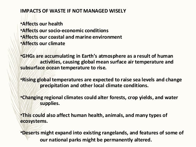 management of waste and its impacts