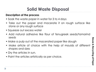 Waste management : Reduce, Reuse and Recycle of waste | PPTX