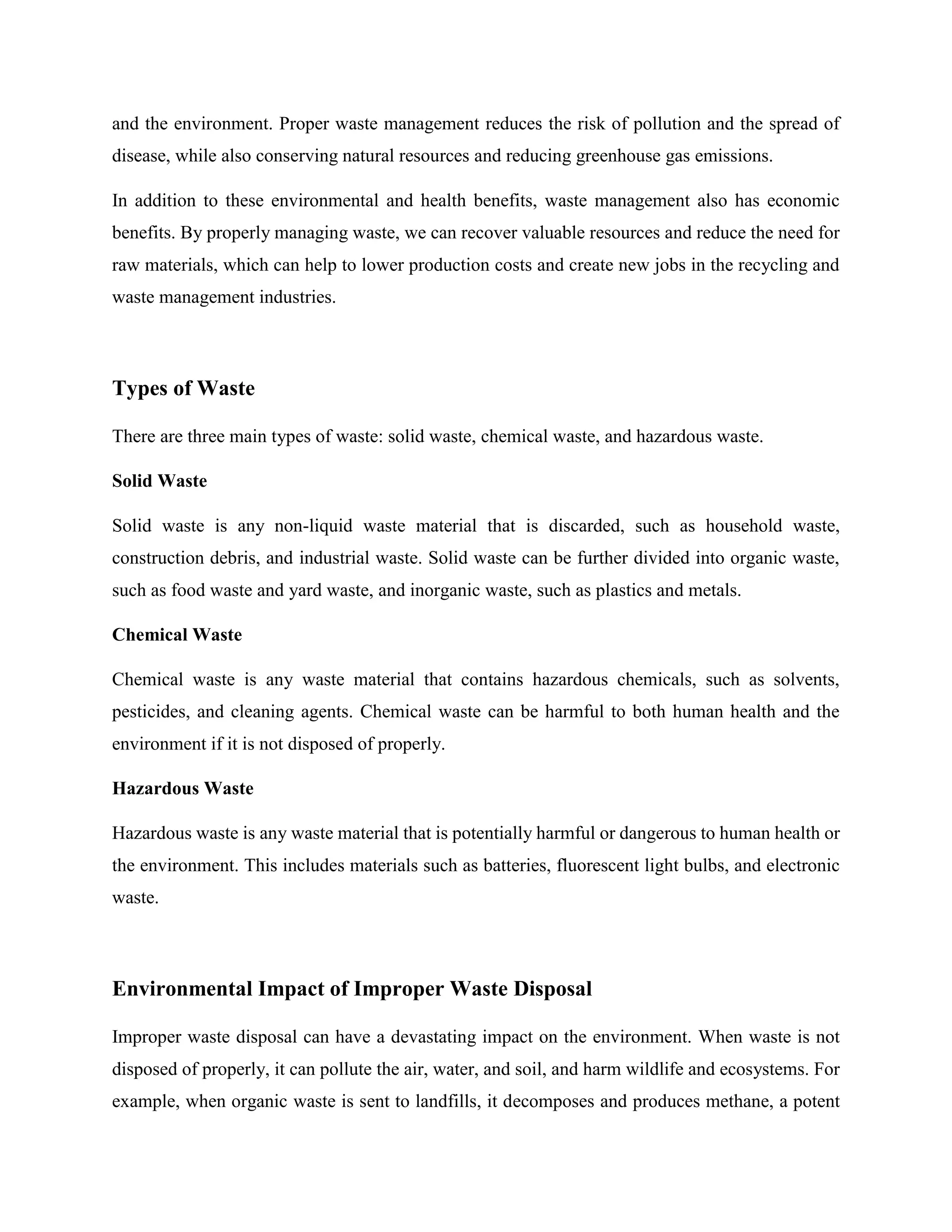 Waste Management A Crucial Step Towards a Sustainable Future | PDF