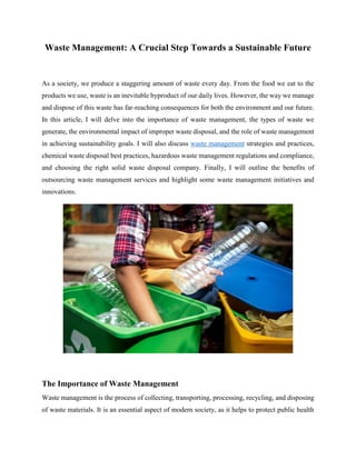 Waste Management A Crucial Step Towards a Sustainable Future | PDF ...