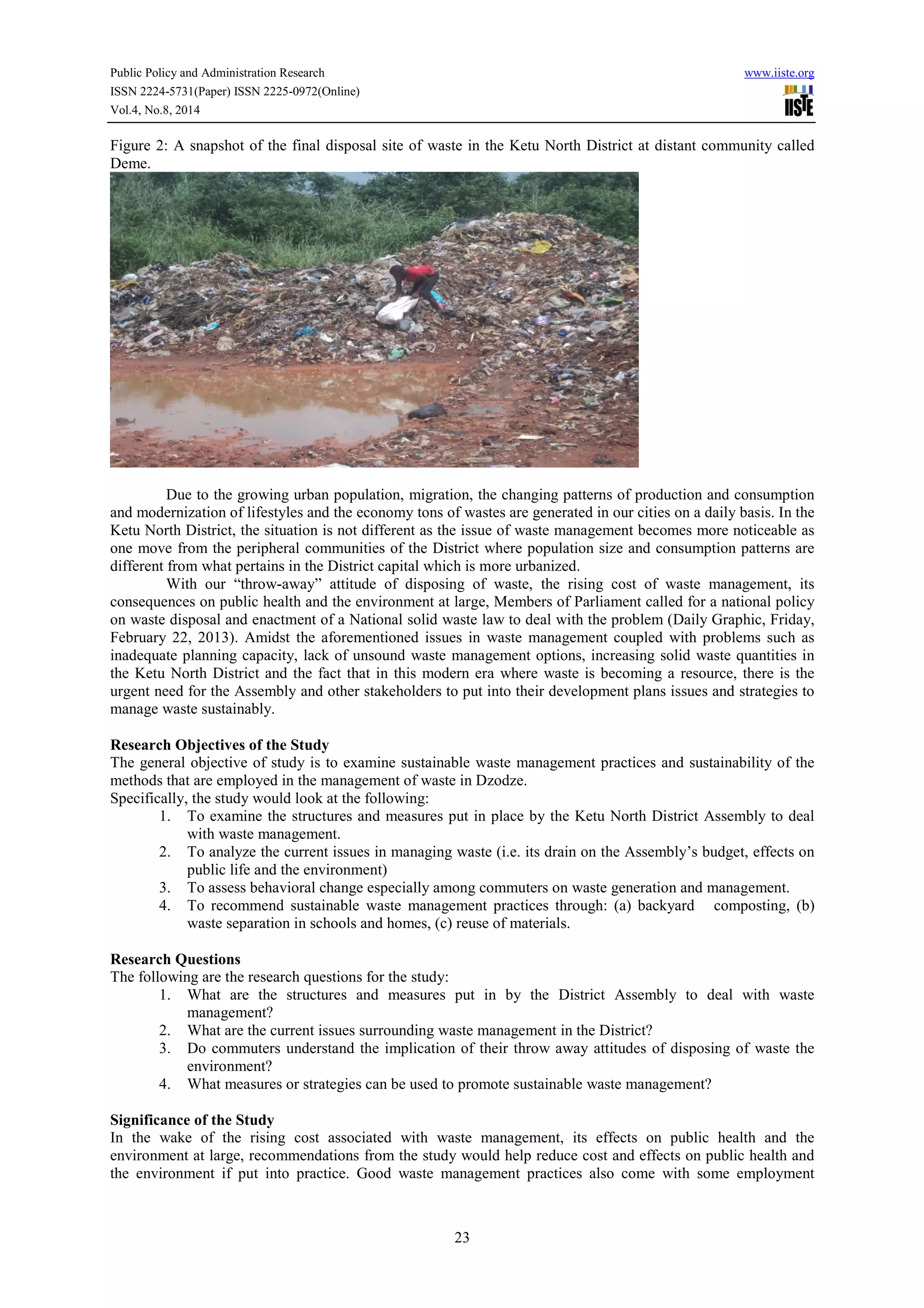 Waste management and environmental sustainability in ghana | PDF