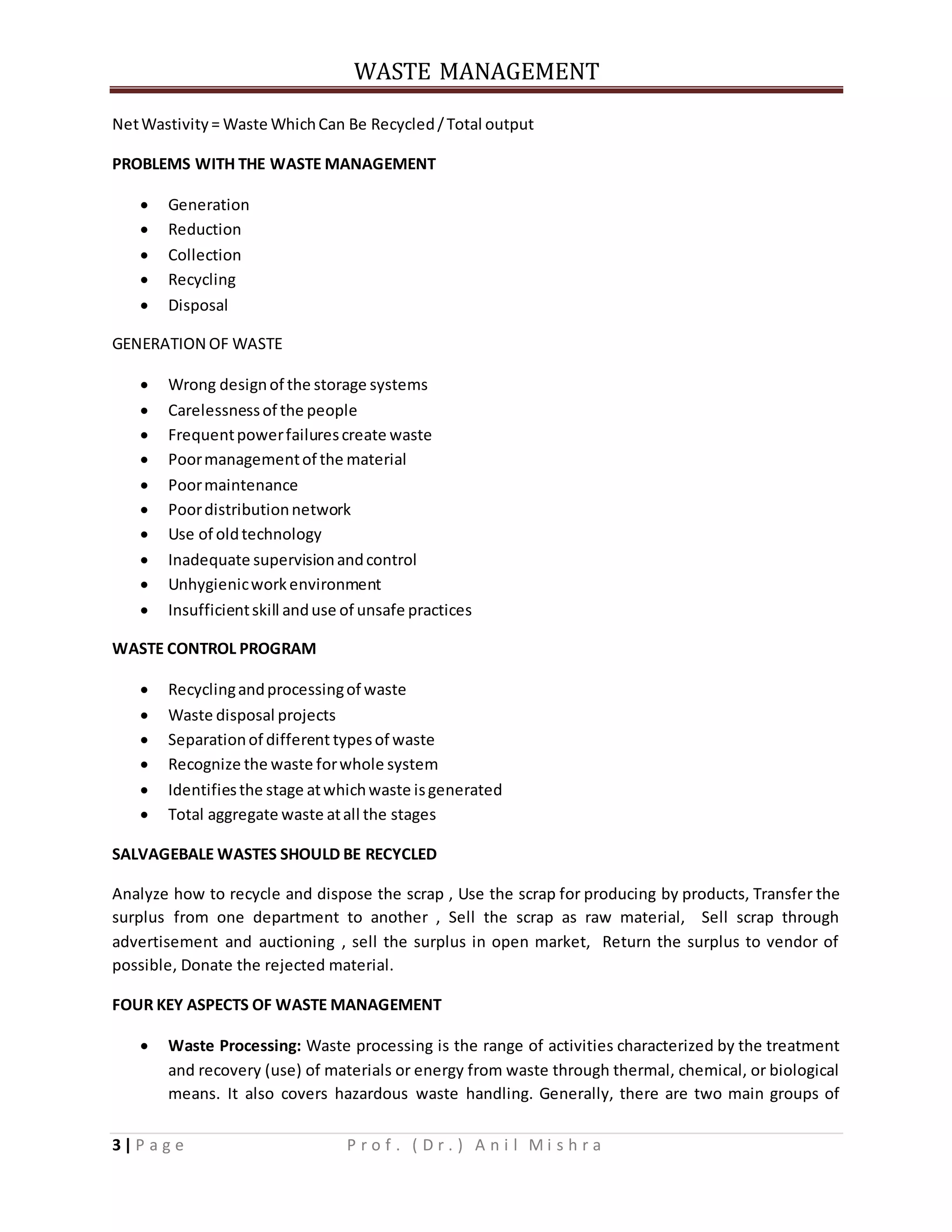 Waste management anil | DOCX