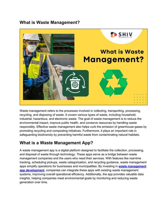 Complete Guide to Waste Management Apps: Types, Benefits & Features | PDF