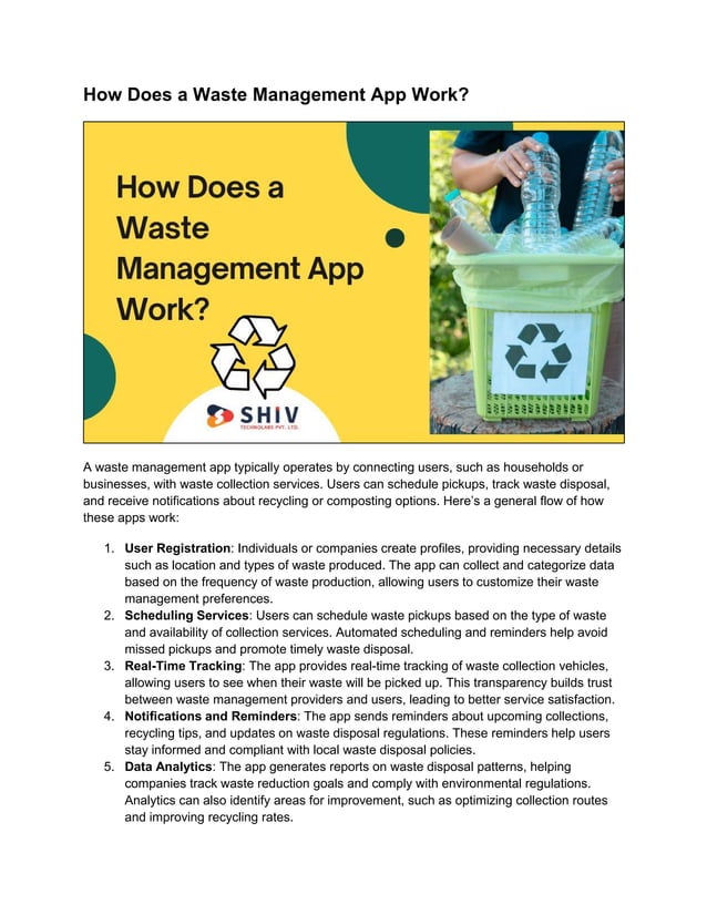 Complete Guide to Waste Management Apps: Types, Benefits & Features | PDF
