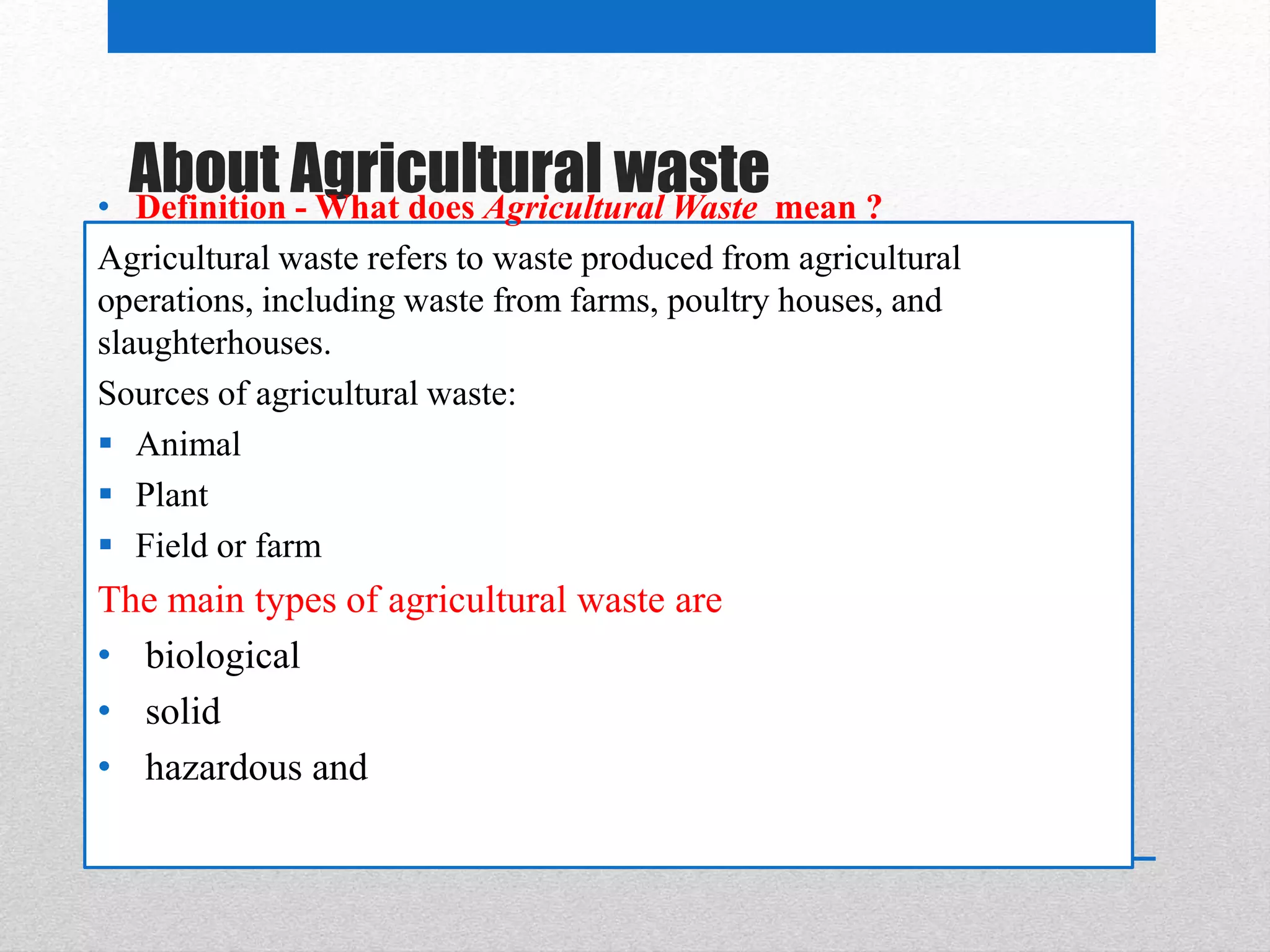 Waste management at agricultural sector | PPTX