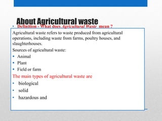 Waste management at agricultural sector | PPTX