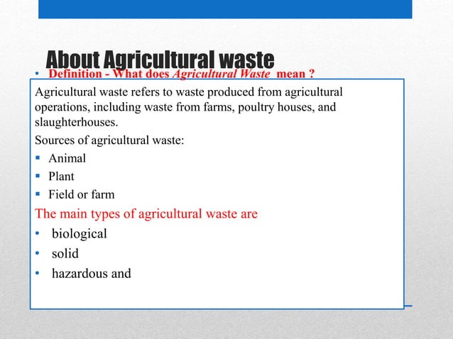 Waste management at agricultural sector | PPTX | Agriculture | Industries