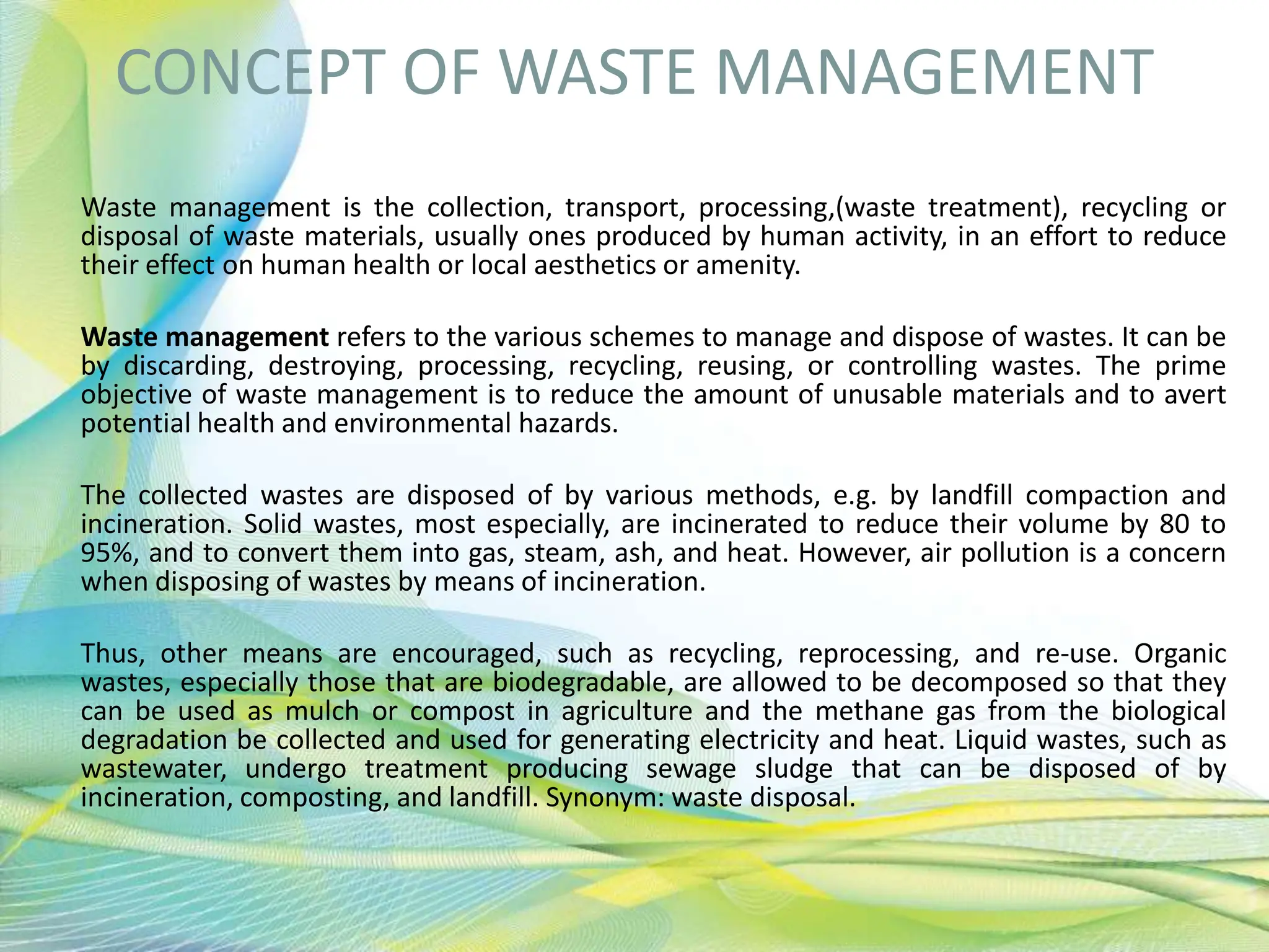 WASTE WASTE MANAGEMENT REDUCE, REUSE AND RECYCLE.ppt