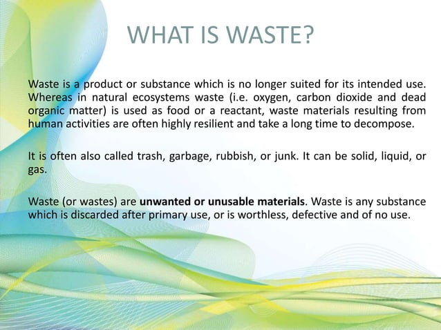 WASTE WASTE MANAGEMENT REDUCE, REUSE AND RECYCLE.ppt