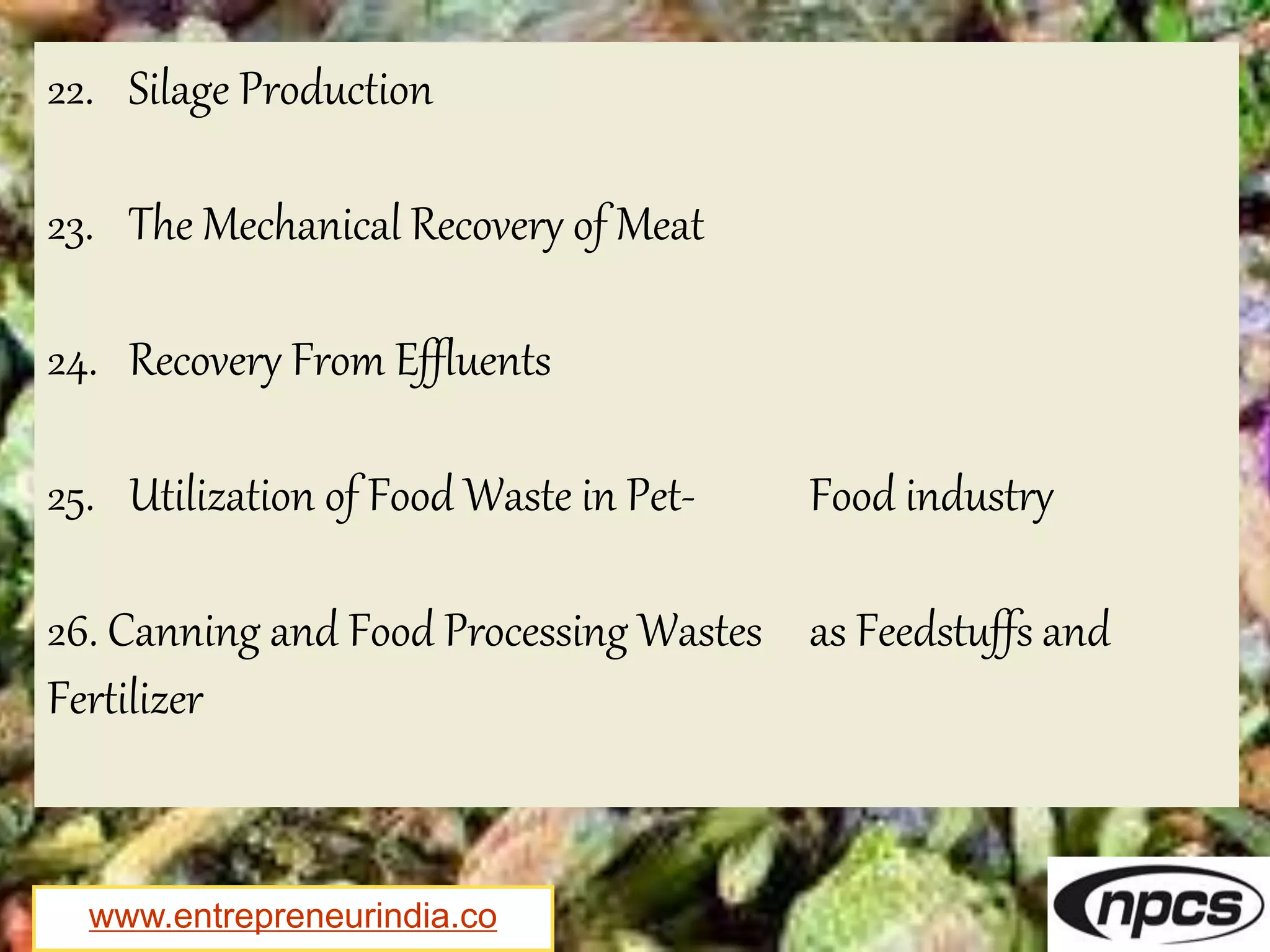 Waste Management in Food Processing Industry | PPTX