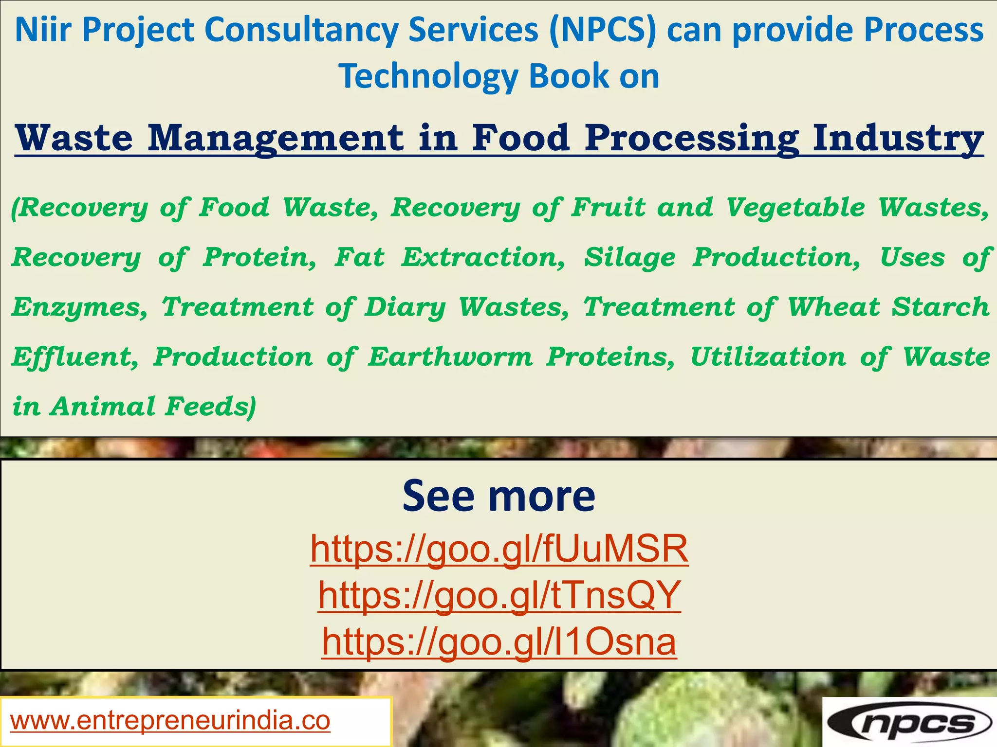 Waste Management in Food Processing Industry | PPTX