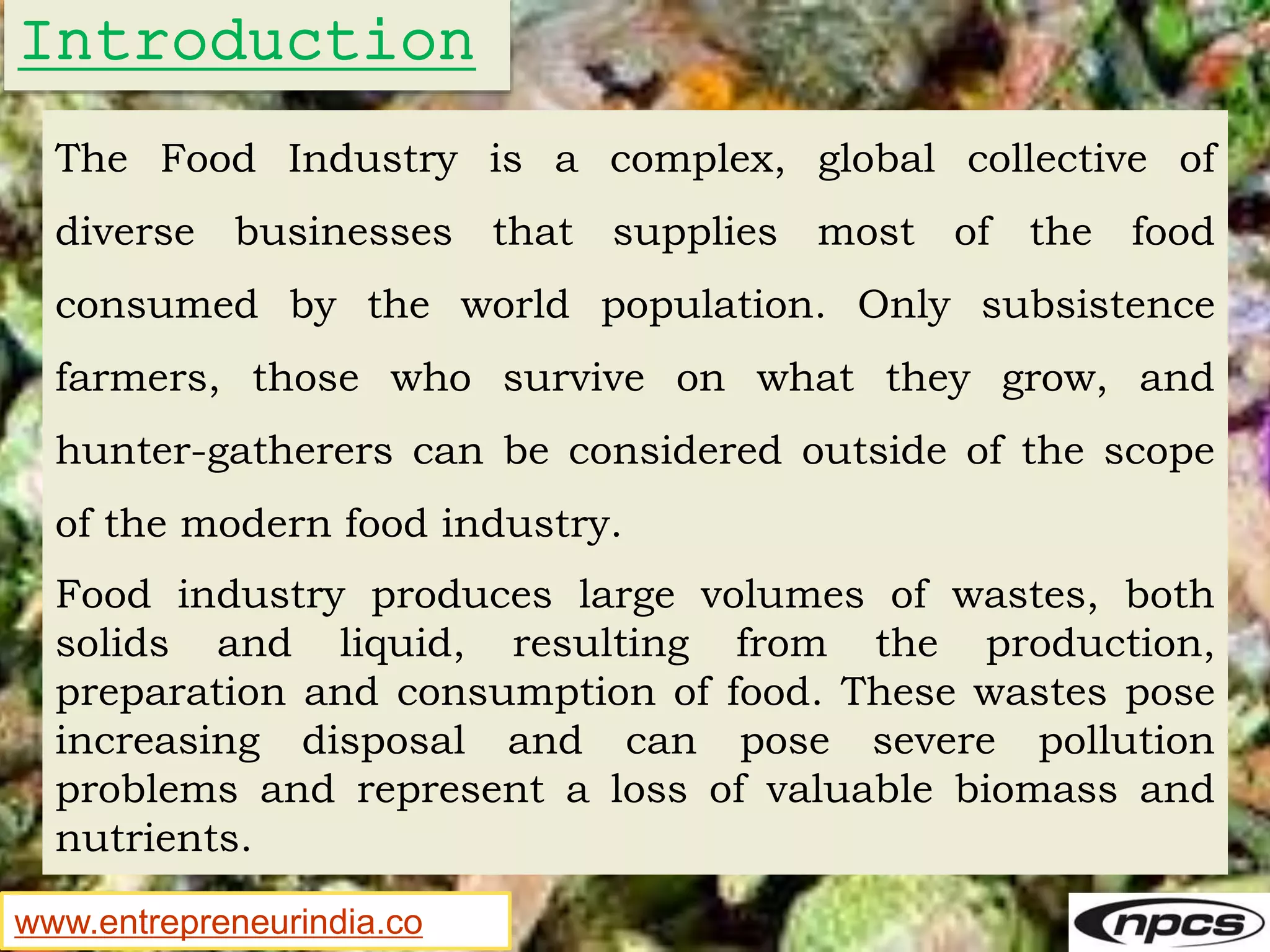 Waste Management in Food Processing Industry | PPTX