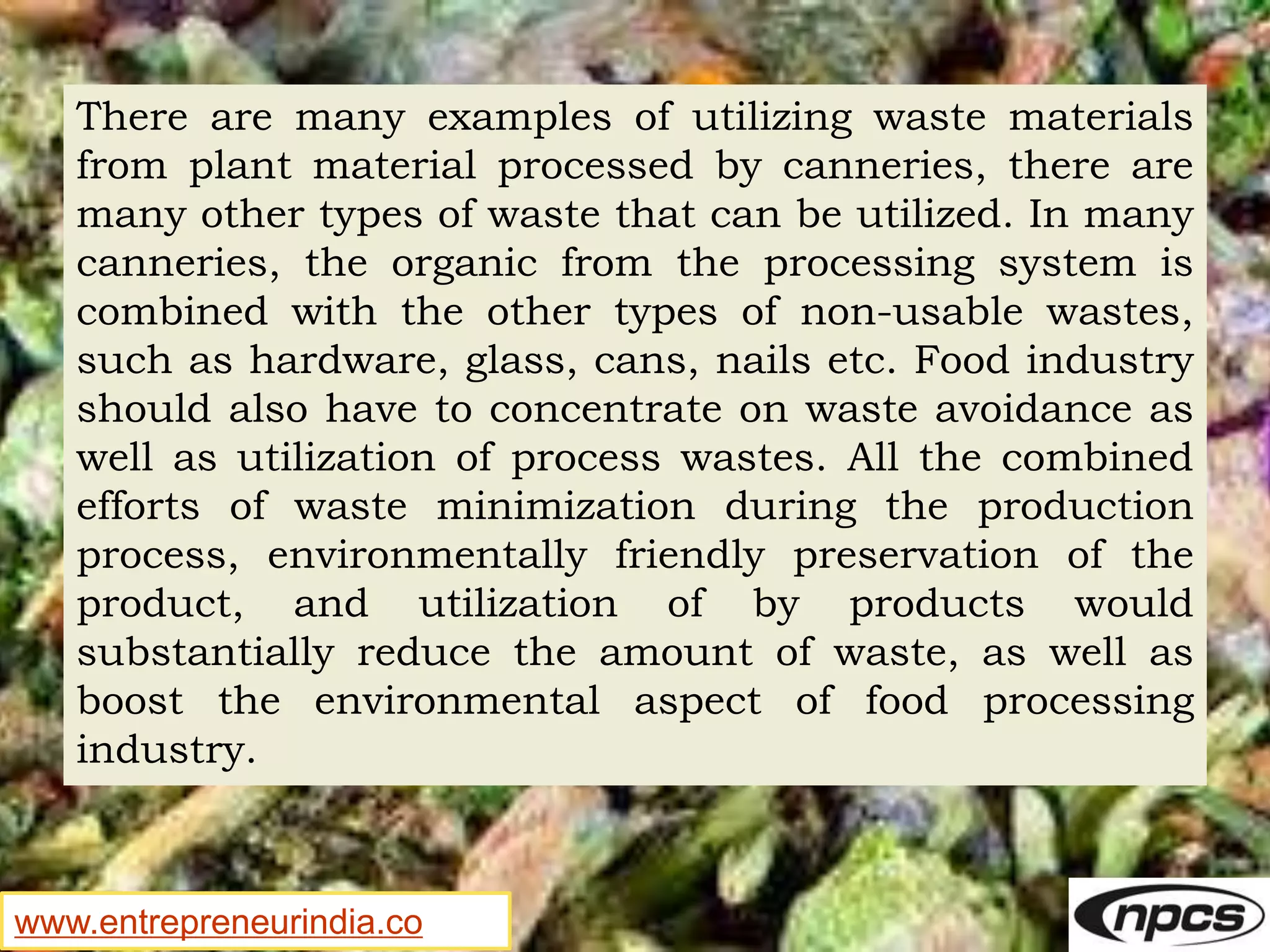 Waste Management in Food Processing Industry | PPTX