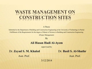 Waste management on construction sites | PPTX