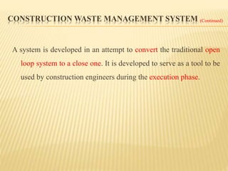 Waste management on construction sites | PPTX