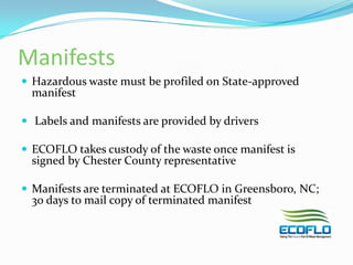 ECOFLO- Hazardous Waste Management Process | PPTX