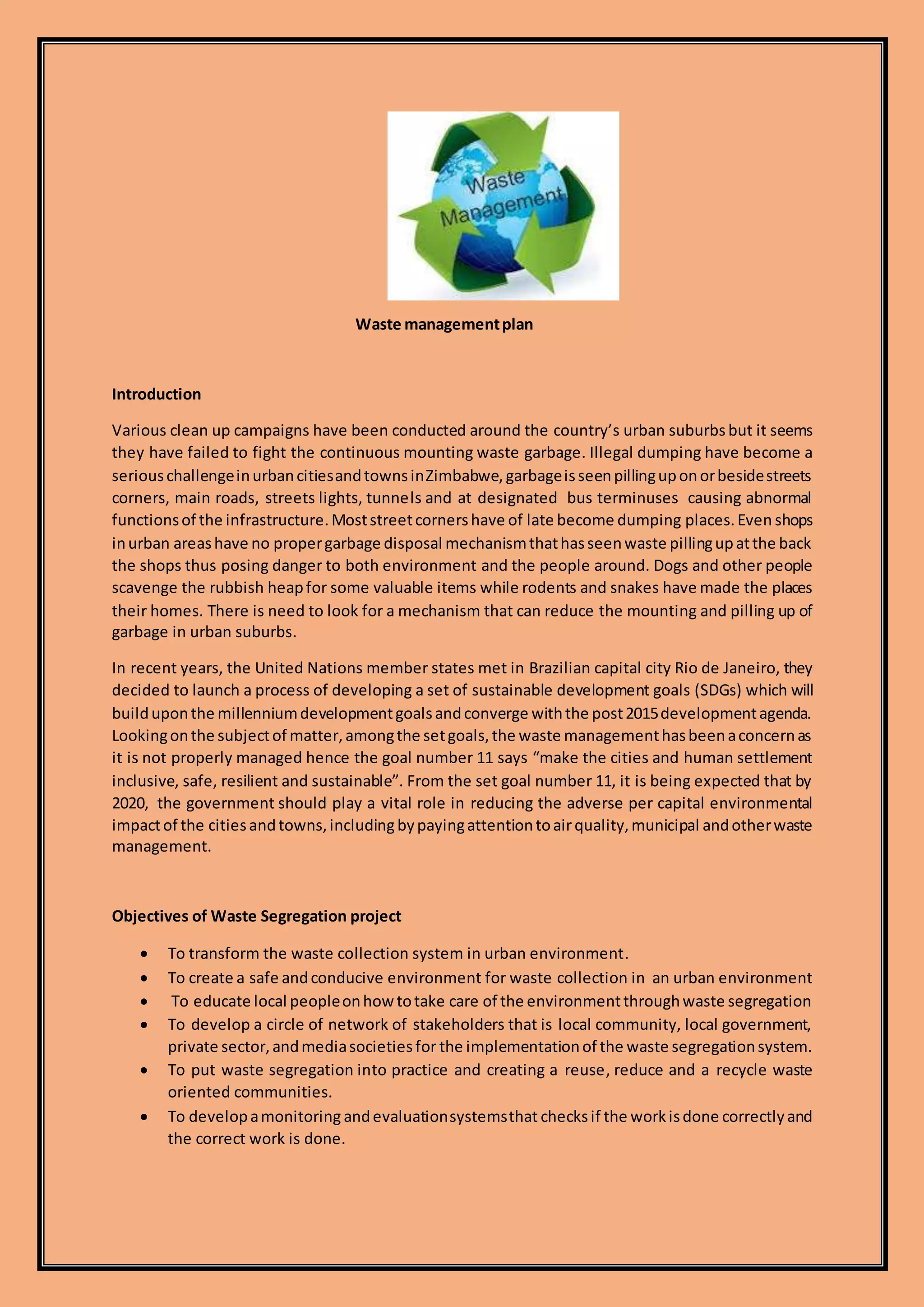 Waste management project | DOCX