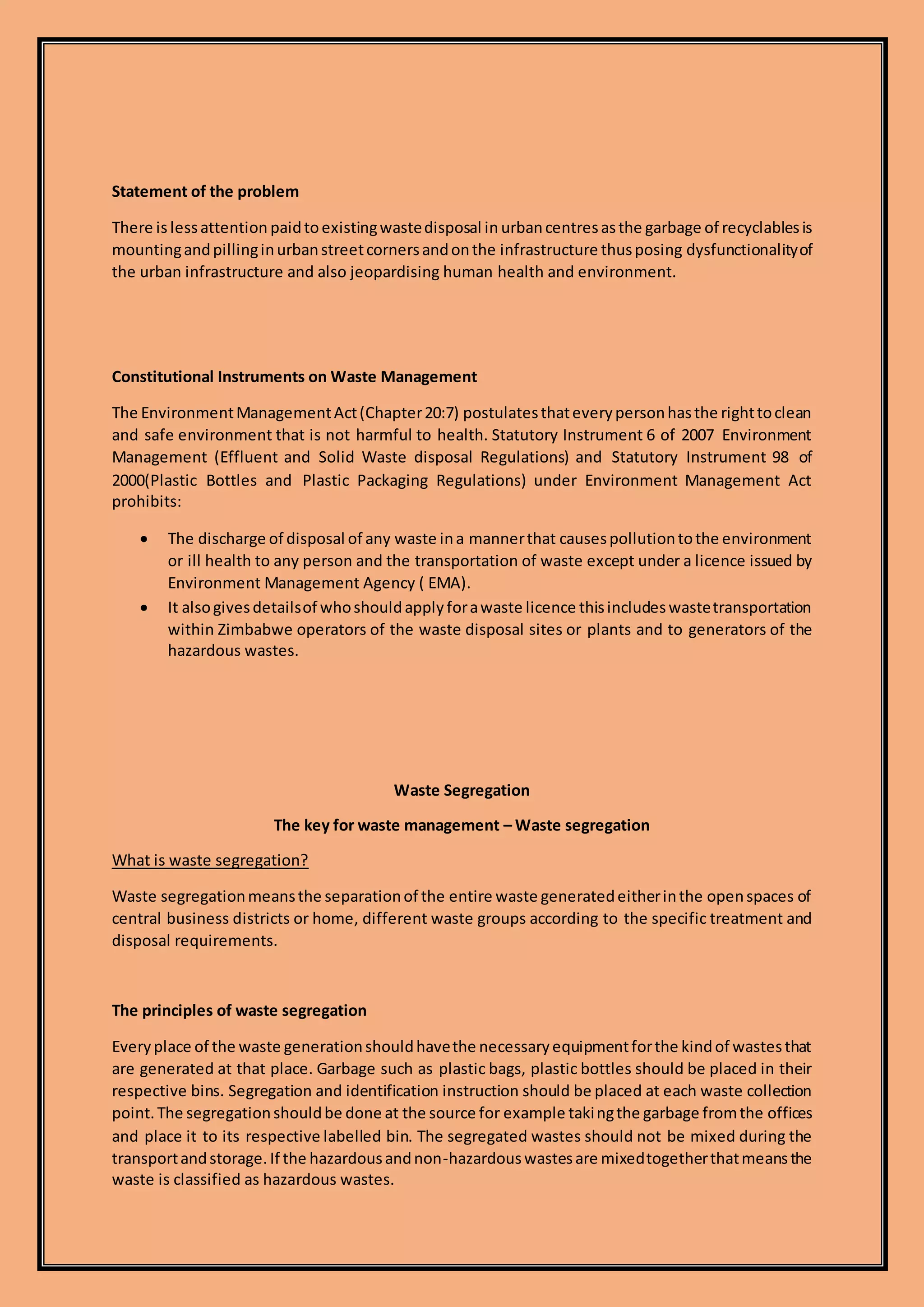 Waste management project | DOCX
