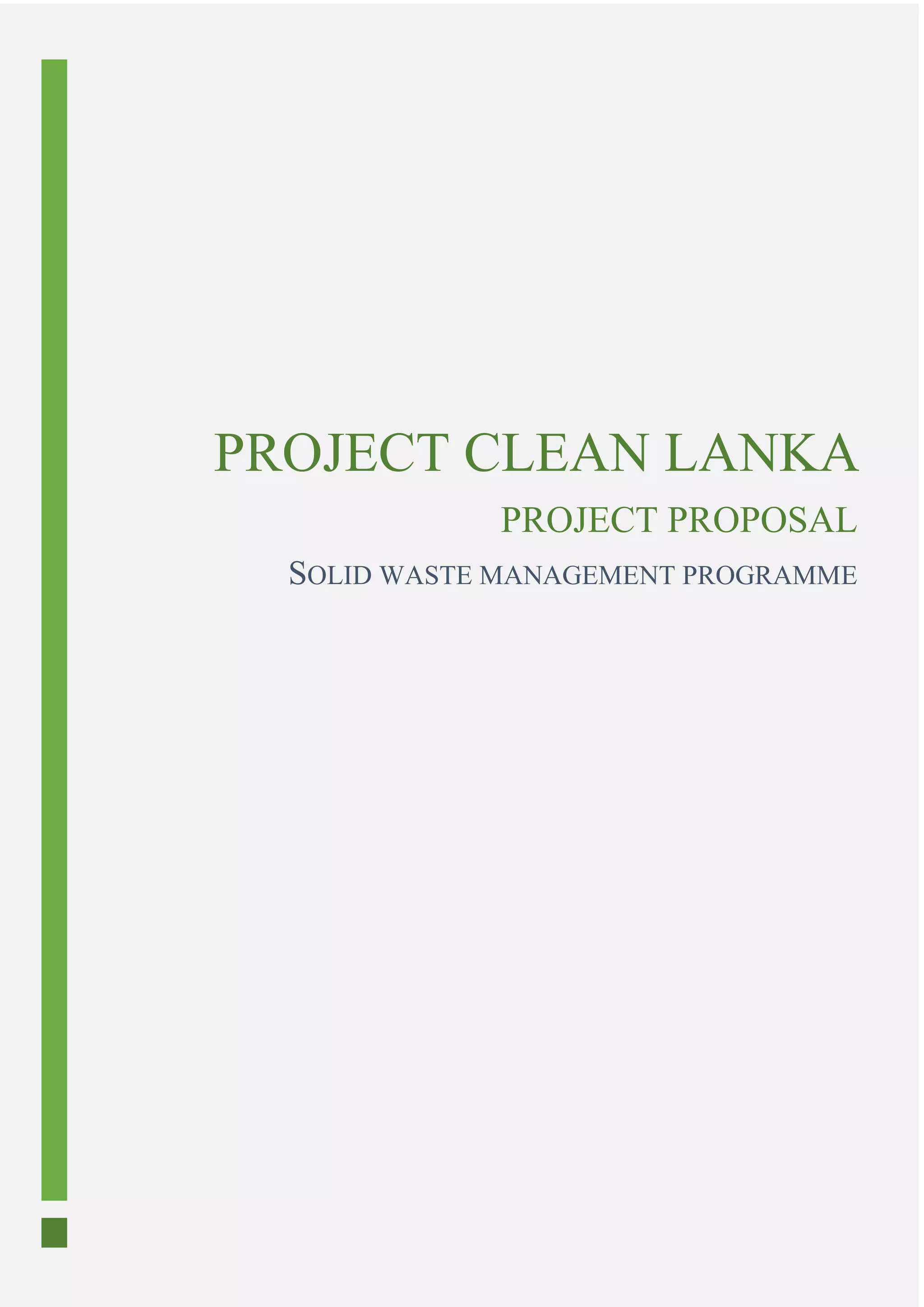 Waste management project proposal for sri lanka | PDF