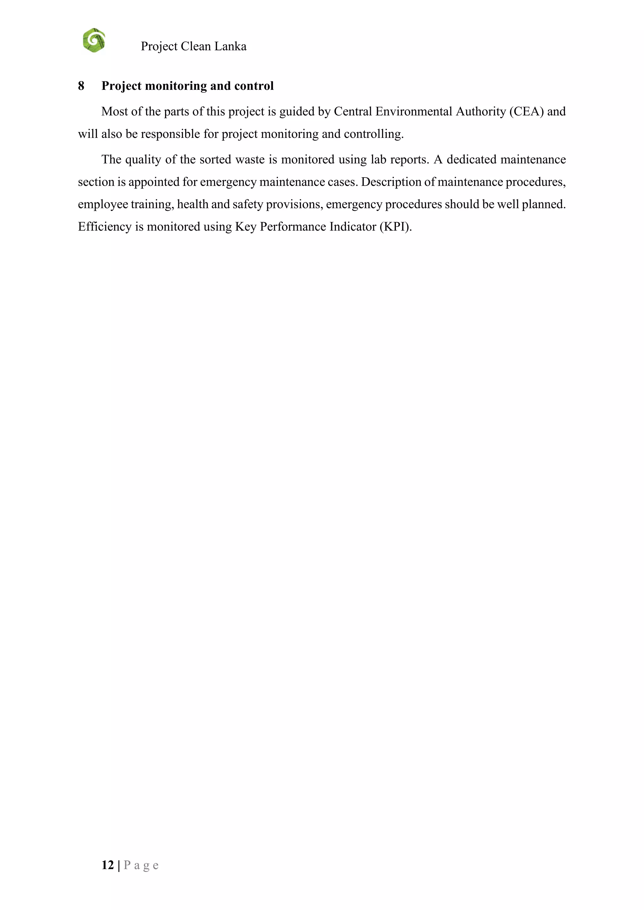 Waste management project proposal for sri lanka | PDF